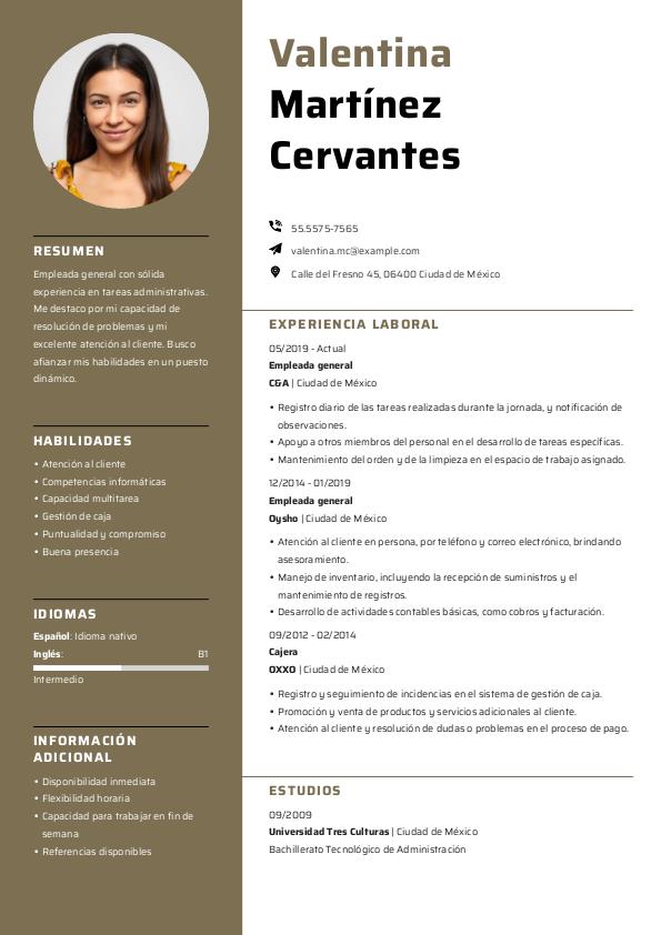 Plantillas de CV de empleado general y ejemplos | miCVideal