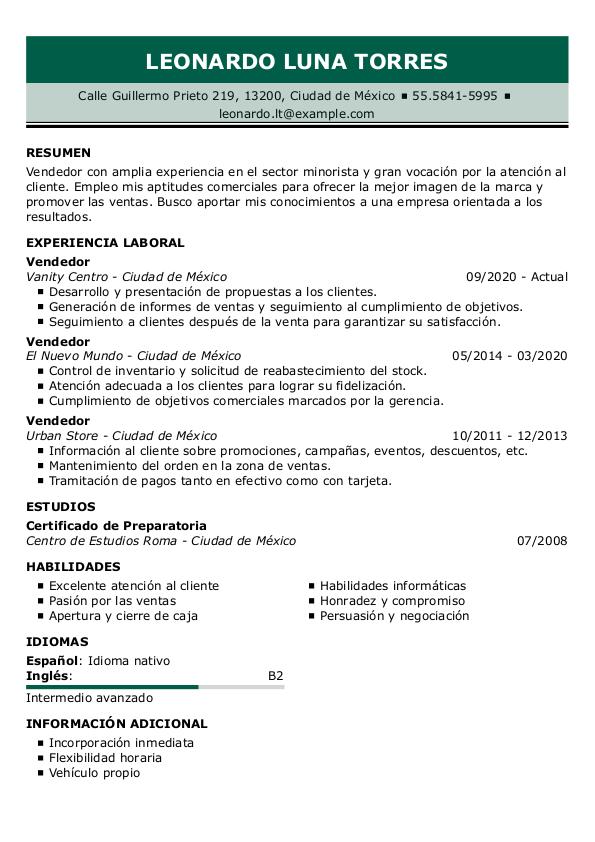 Aspectos Destacados Del Currículum De Ventas