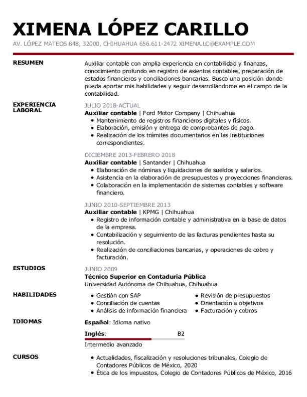 Currículum de auxiliar contable: ejemplos y plantillas | miCVideal