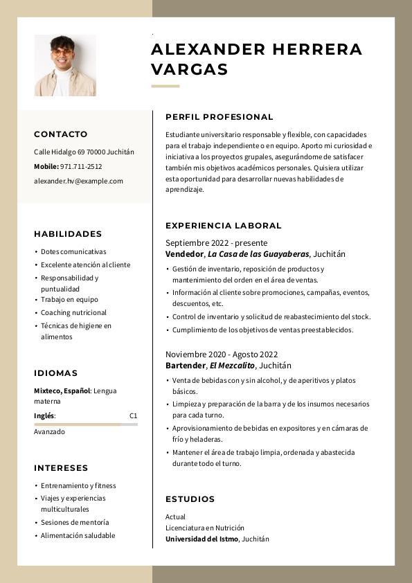 Plantilla de CV de estudiante universitario y ejemplos | miCVideal