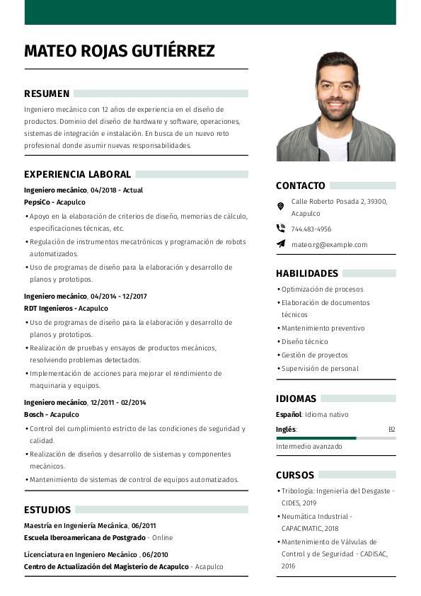 Plantilla de CV de ingeniero de sistemas y ejemplos | miCVideal
