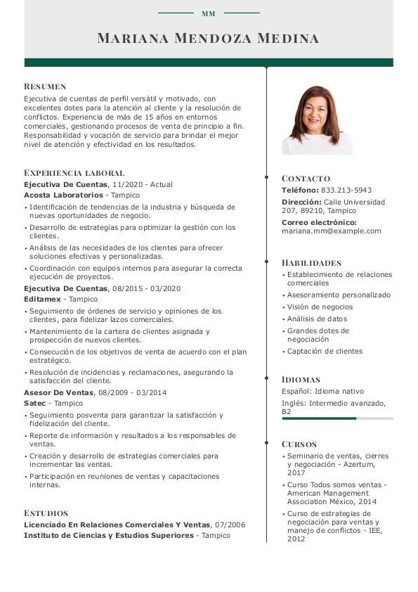 Currículum de ejecutivo de cuentas: ejemplos | miCVideal