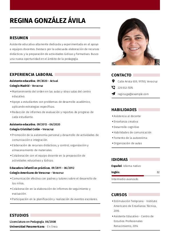 Ejemplos De Currículums Profesionales Para Profesores Ejemplo De