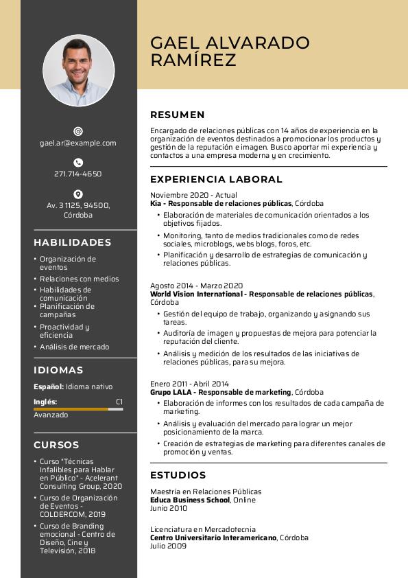 CV de responsable de relaciones públicas y ejemplos | miCVideal