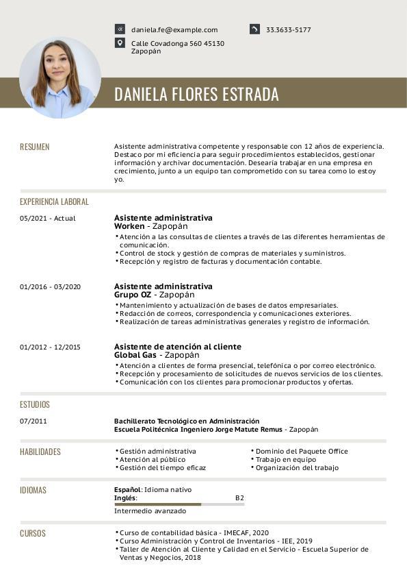 Currículum de asistente administrativo: ejemplos | miCVideal