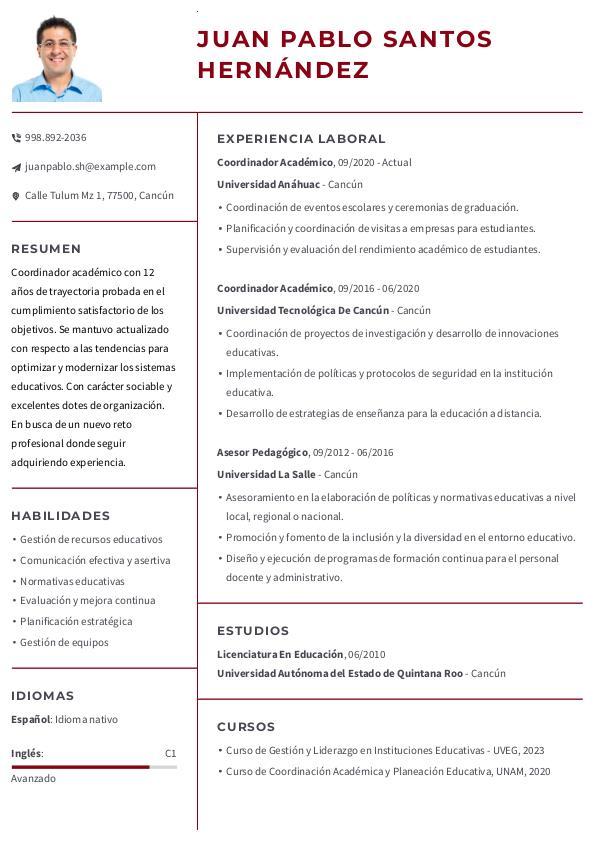 Currículum de coordinador académico: ejemplos | miCVideal