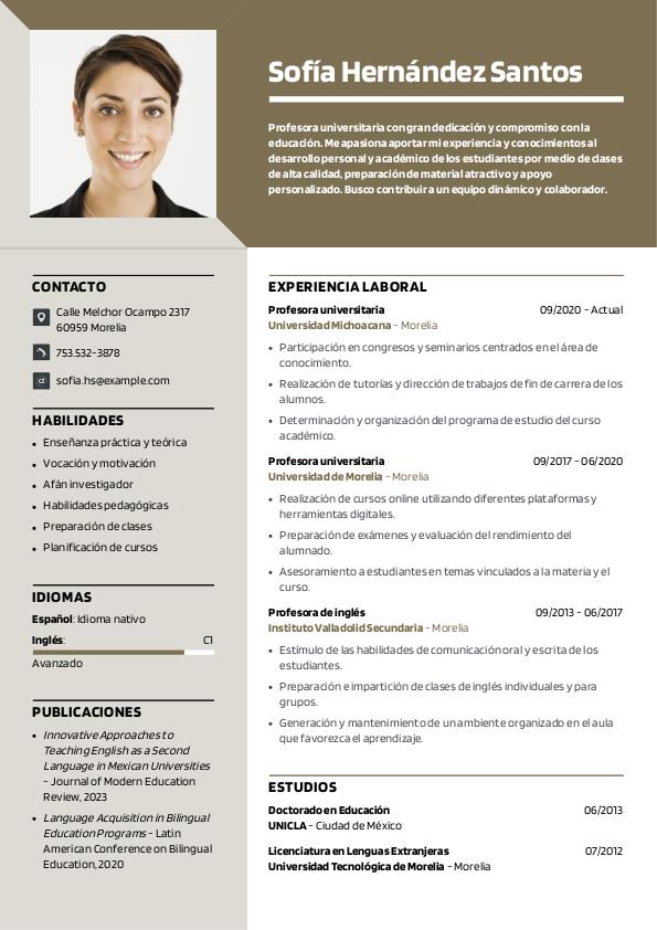 Currículum de profesor universitario: ejemplos | miCVideal