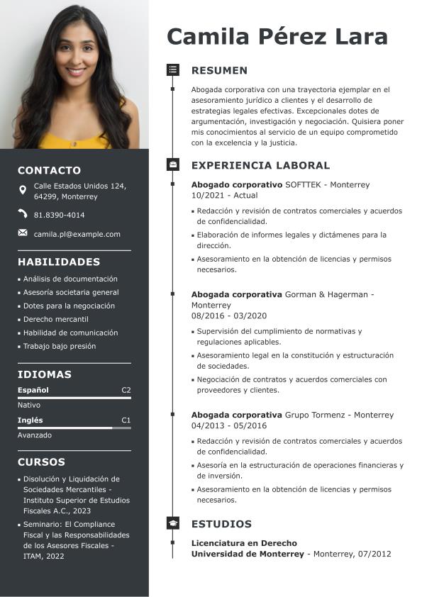 Currículum de abogado corporativo: ejemplos | Mi CV Ideal
