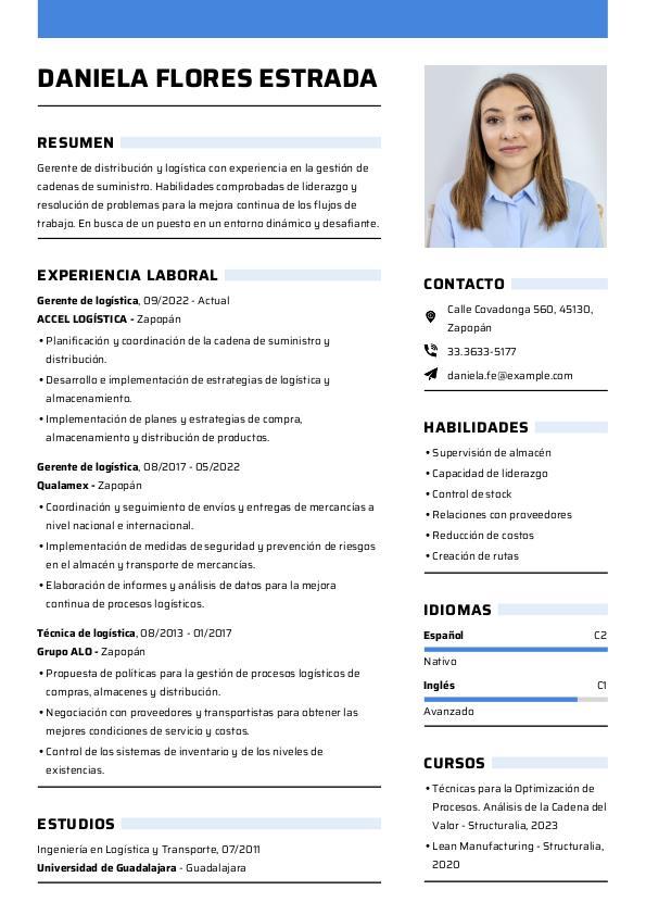 Currículum de gerente de logística: ejemplos | miCVideal