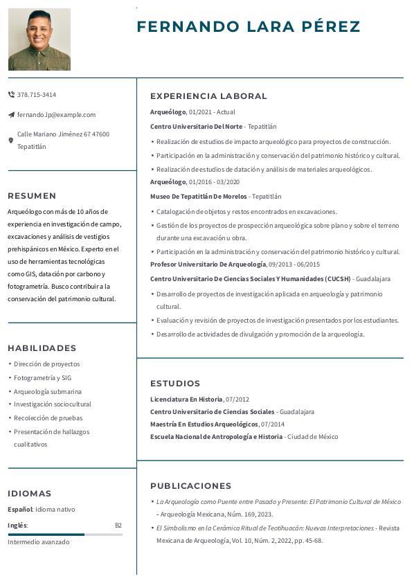 Plantilla de currículum de arqueólogo y ejemplos | miCVideal