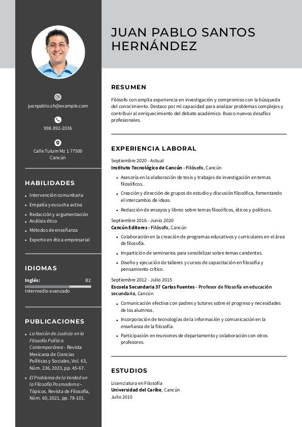 Plantilla de currículum de filósofo y ejemplos | miCVideal