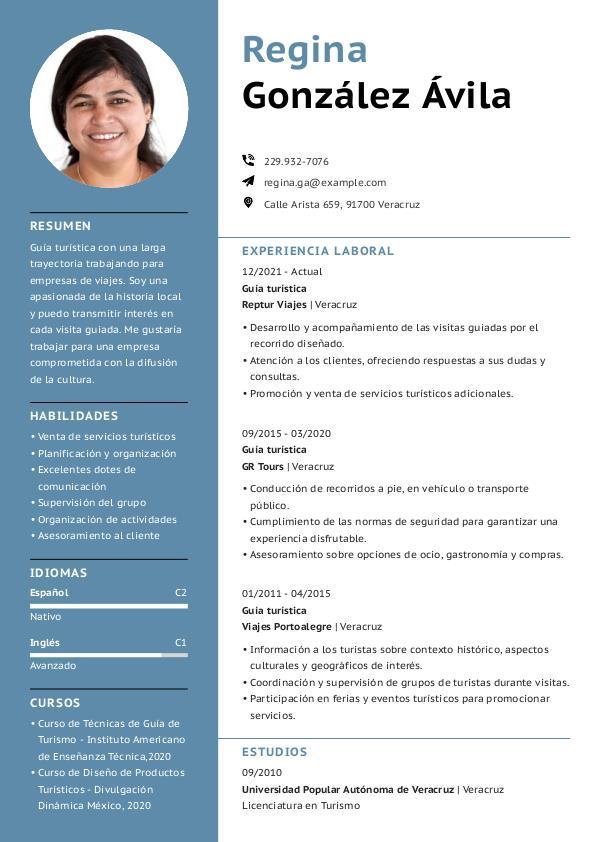 Plantilla de currículum de guía turístico y ejemplos | miCVideal