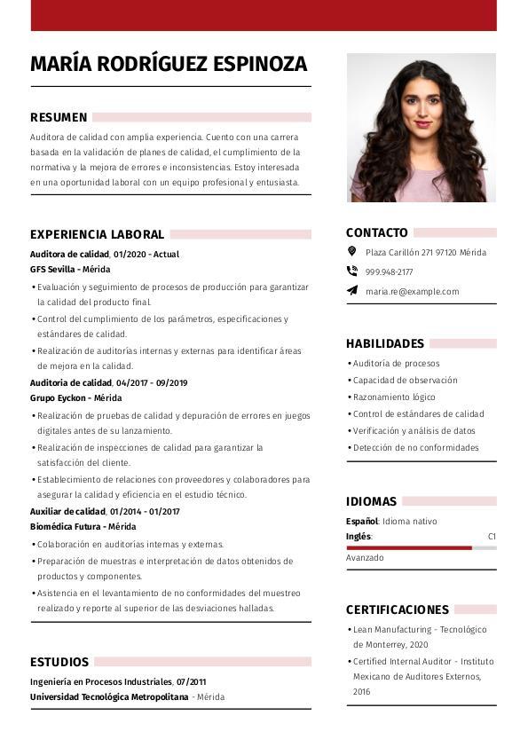 Curriculum Vitae De Técnico De Control De Calidad