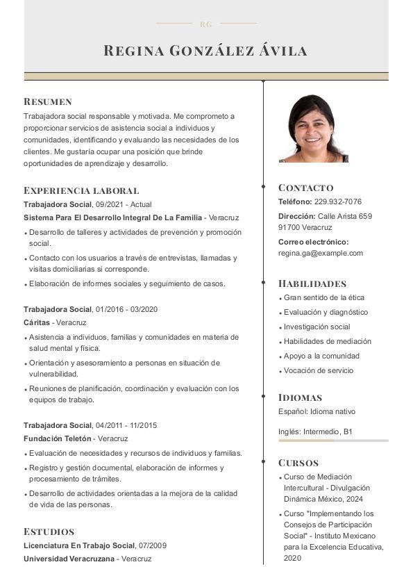 Plantilla de CV para trabajador social y ejemplos | miCVideal