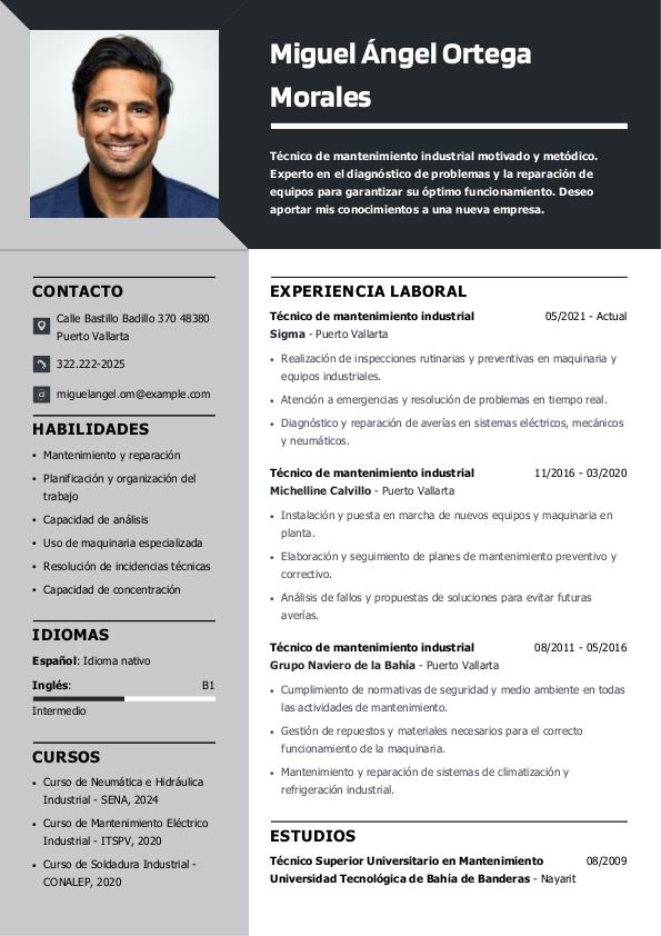 Ejemplo De Currículum De Trabajador De Mantenimiento