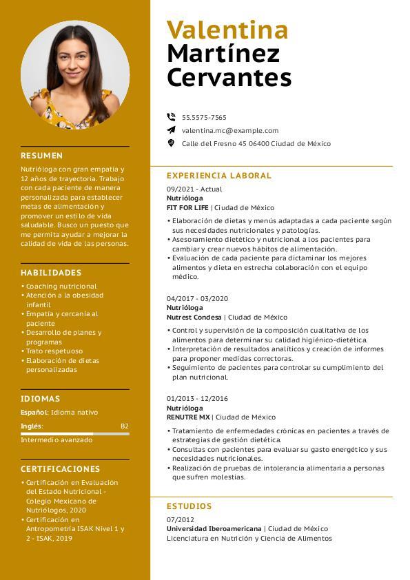 Cómo hacer un currículum de nutriólogo: ejemplos | miCVideal