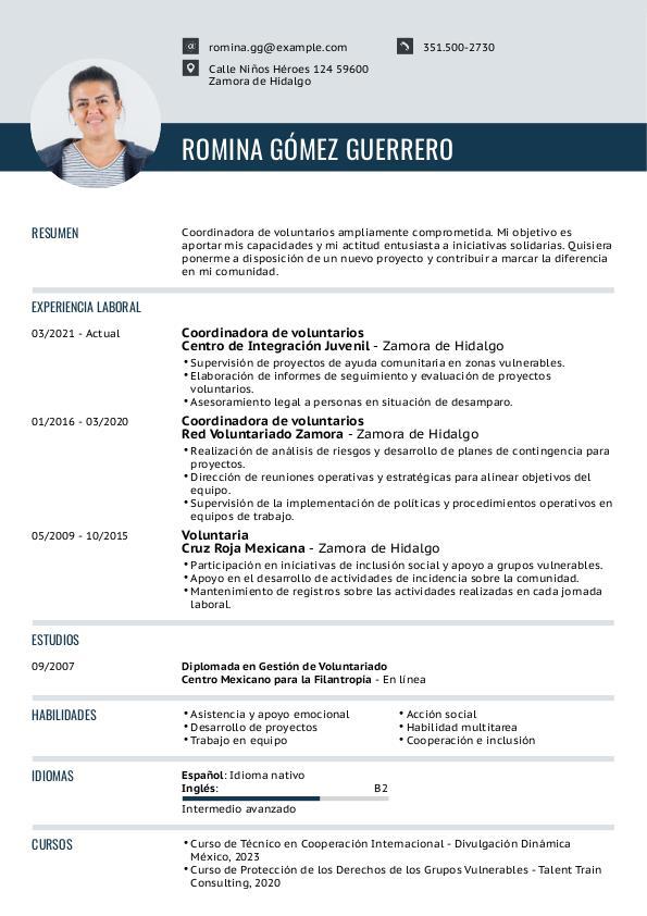 Currículum de coordinador de voluntarios: ejemplos | miCVideal