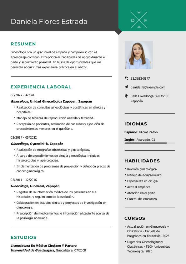 Plantilla de currículum de ginecólogo y ejemplos | miCVideal
