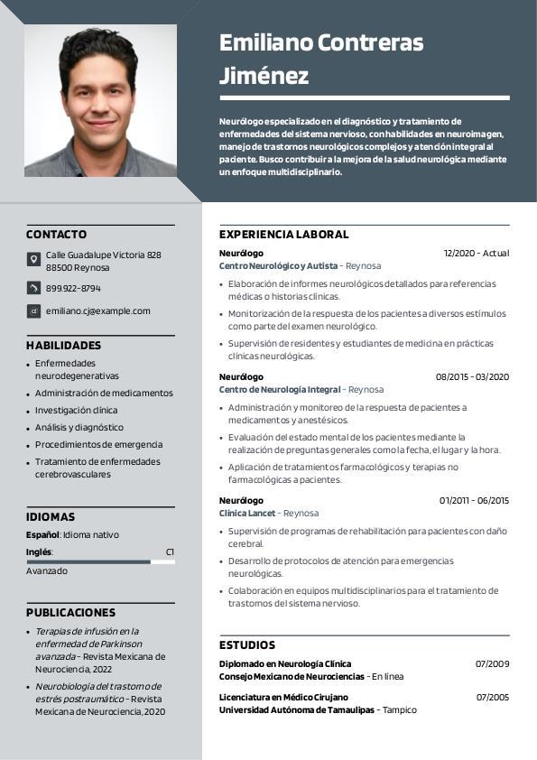 Plantilla de currículum de neurólogo y ejemplos | miCVideal